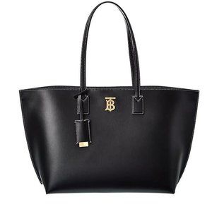Burberry | Bags | Burberry Tb Medium Leather Tote Bag Top Handle Black ...